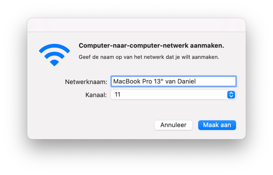 Ad-hocnetwerk opzetten tussen een Mac, iPhone en iPad